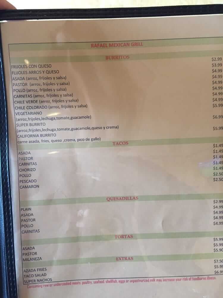 Rafael Mexican Grill - Salinas, CA - Full Menu, Reviews, Photos